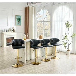 4-Piece Adjustable Swivel Bar Chair Set with Premium Cylinders, High ...