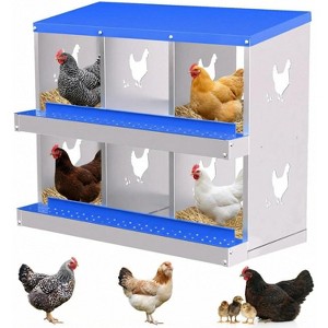 Chicken Nesting Box with Roll Out Egg Collection,6 Compartment Metal ...