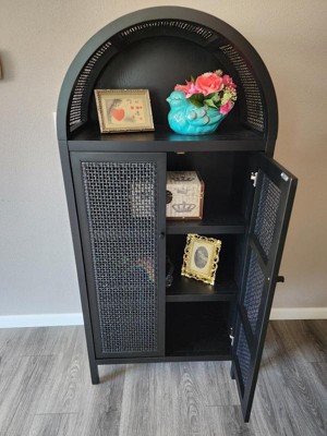 Woven Arched Wood Cabinet Black - Threshold™ : Target