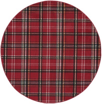 Nourison Grafix 5'3" X Round Red Farmhouse & Country Indoor Rug : Target
