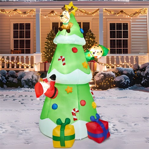 Joyfy 8 Ft Christmas Tree Inflatable Outdoor Decoration With Build-in ...