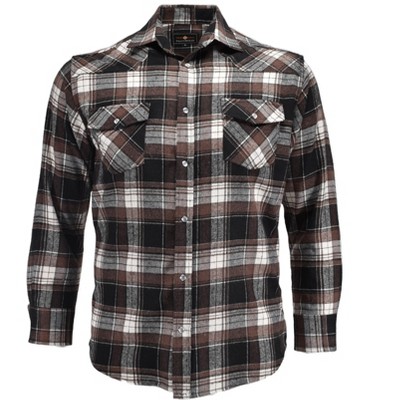 Falcon Bay Mens Big And Tall Snap Front Western Flannel Shirt | Brown X ...