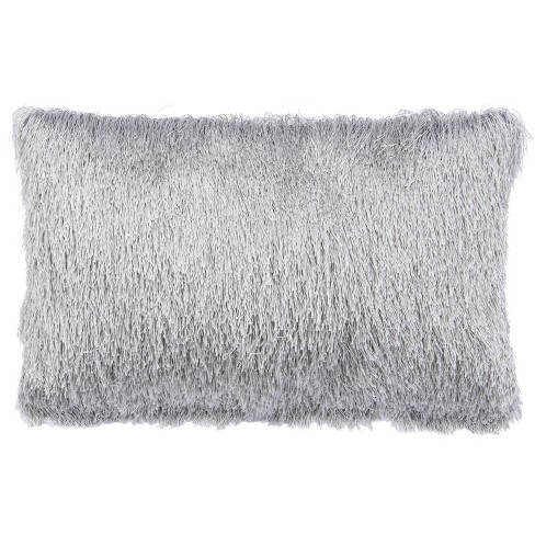 Indoor/outdoor Shag Pillow - Silver - 12" X 20" - Safavieh : Target