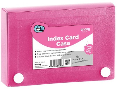 Enday 3" X 5" Index Card Case Holds 5 Tab Dividers, Pink : Target