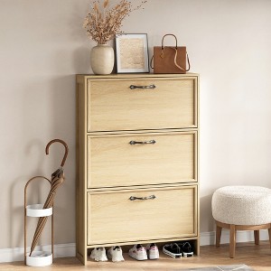 Garvee Shoe Cabinet with 3 Flip Drawers, Narrow Shoe Storage Cabinet ...