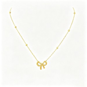 Cherie Code One Size Dainty Beaded Bow Pendant Cable Chain Necklace ...