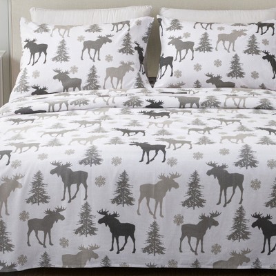 100% Cotton Lodge Printed Flannel Sheet Set - Great Bay Home (full ...