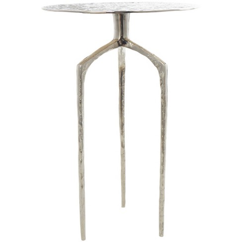 Olivia & May Aluminum Geometric Slim Textured Accent Table Silver : Target