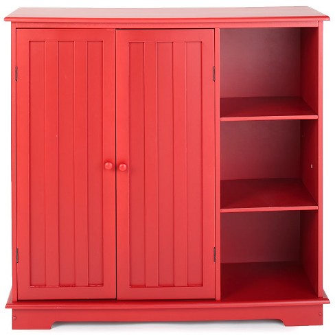 The Lakeside Collection Beadboard Wooden Storage Cabinets - Red : Target