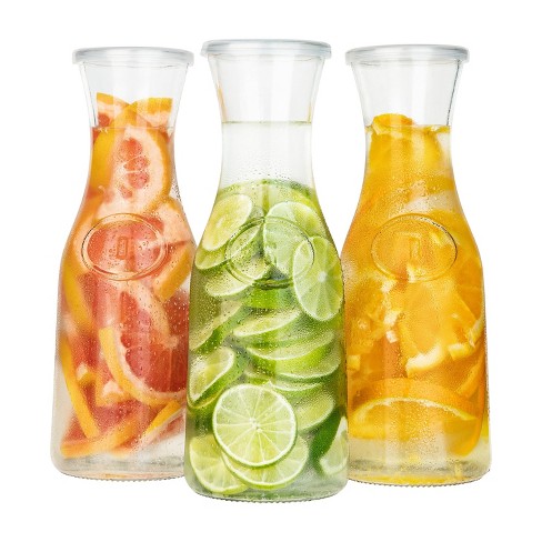 Kook Glass Large Carafes With Lids, Set Of 3, 50 Oz : Target