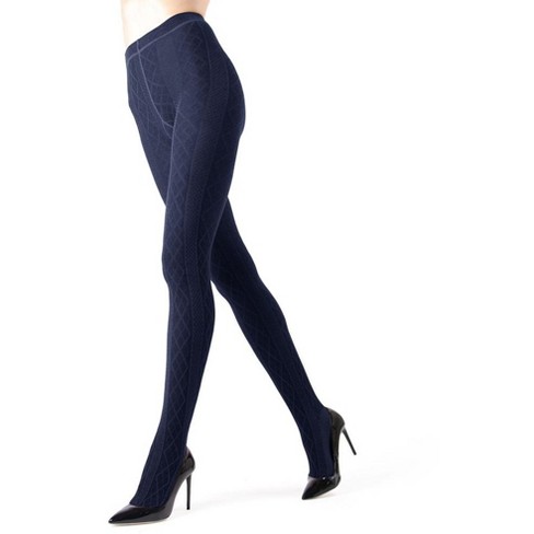 Memoi Juneau Diamonds Cotton Blend Sweater Tights Navy Blazer S-m : Target