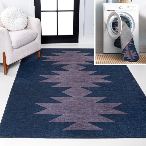Jonathan Y Chayton Minimalist Geometric Machine-washable Navy/purple 8 ...
