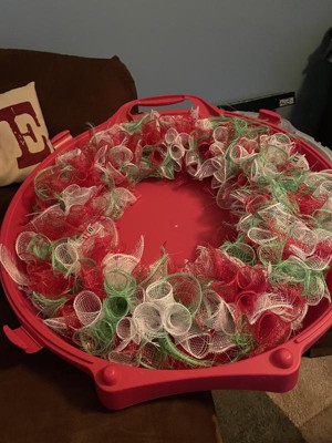 Homz 24 Inch Seasonal Holiday Christmas Plastic Wreath Storage Box, Red ...