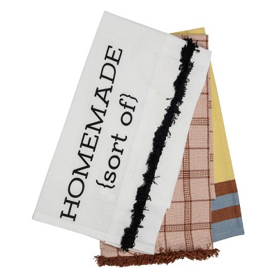 Set Of 3 "homemade (sort Of)" Multi Cotton Tea Towels - Foreside Home ...