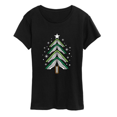 Women's - Instant Message - Book Christmas Tree Short Sleeve Graphic T ...