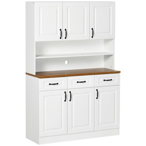 Homcom 71" Kitchen Pantry, Freestanding Buffet With Hutch With 3 ...