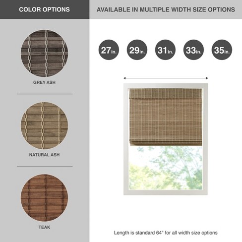 Livn Co. Bamboo Woven Light Filtering Roman Shade, Natural Ash 35x64 ...
