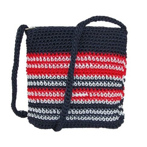 Ctm Women's Striped Crochet Crossbody Handbag, Multi : Target