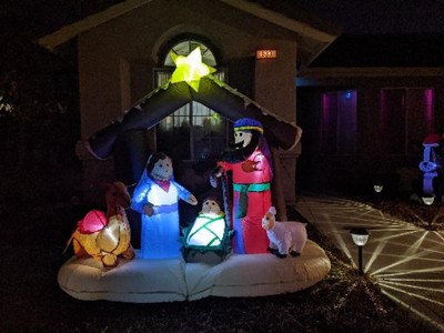 Homcom 79.25" Christmas Inflatable Nativity Scene, Outdoor Blow-up Yard ...