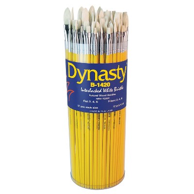 Dynasty Interlock White Bristle Bright and Round Brush Canister, 72 ...