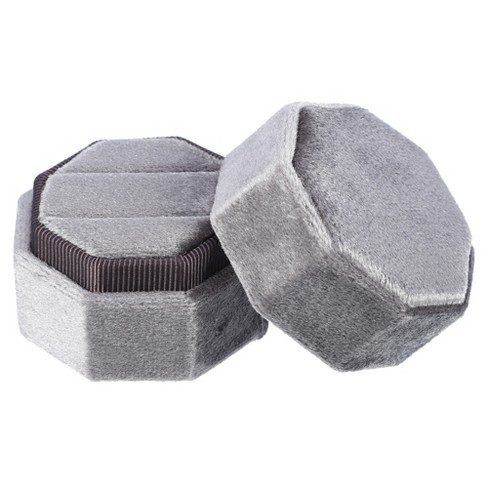 Unique Bargains Octagon Velvet Ring Box 2 Slots For Wedding Ceremony ...