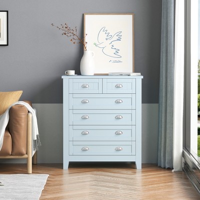 Xiyuyeu 6-drawer Autique Dressers With Retro Shell Handles Design,chest ...