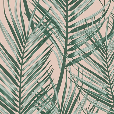 Transform Pink And Green Palm Peel And Stick Wallpaper : Target