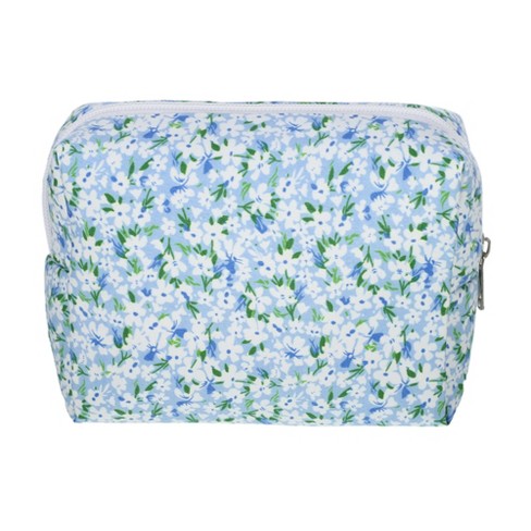 Unique Bargains Lightweight Flower Cosmetic Bag Blue 1 Pc : Target