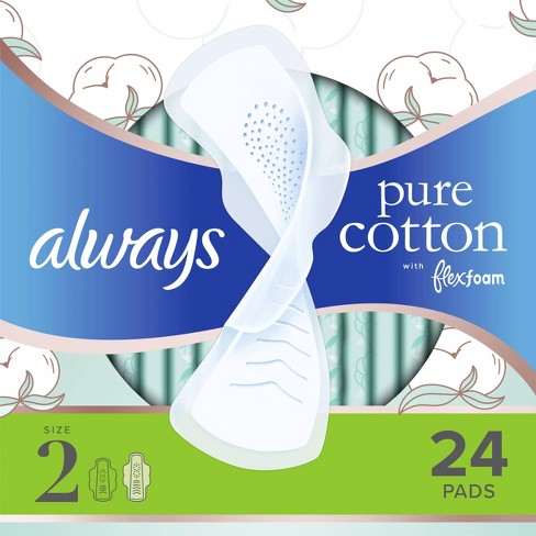 Always Pure Cotton Heavy Unscented Maxi Pads - Size 2 : Target