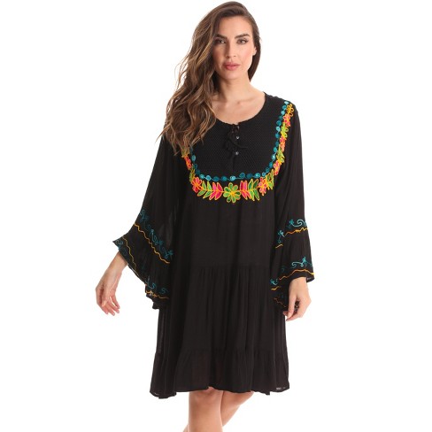 Riviera Sun Womens Short Flowy Casual Cover-up Sundress With Embroidery ...