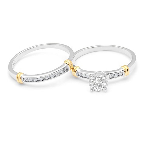 Abigail Wedding Ring Set For Women Engagment Ring Sterling Silver Cz ...