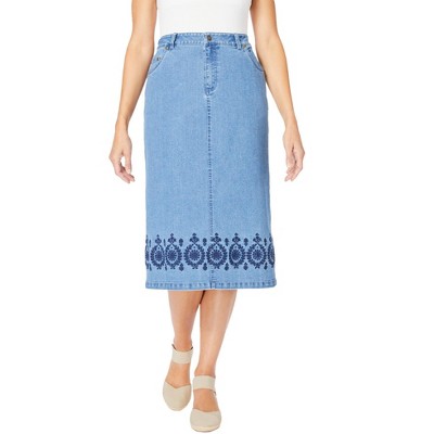 Woman Within Women's Plus Size Stretch Jean Skirt - 26 W, Light ...
