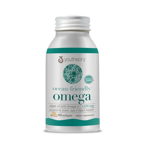 Youtheory Ocean Friendly Omega, Algae Oil With Omega-3, Supports Brain ...