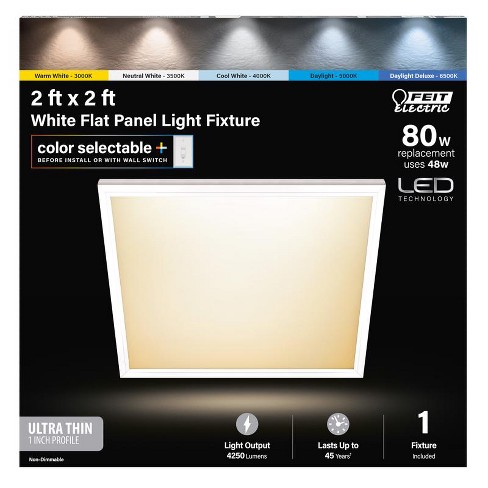 Feit Electric 1 In. H X 24 In. W X 24 In. L White Led Flat Panel Light ...