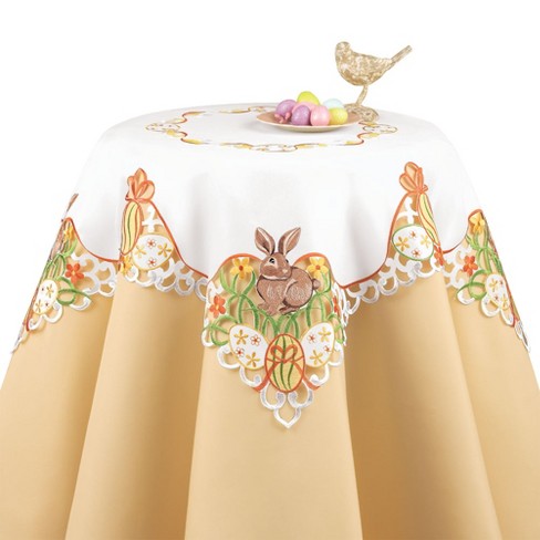 Collections Etc Easter Bunny And Eggs Table Linens Square White : Target