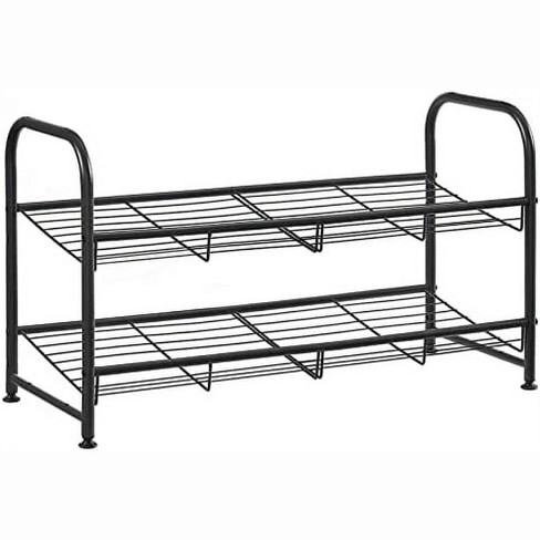 Songmics 2-tier Stackable Shoe Rack Shoe Storage Organizer Black : Target