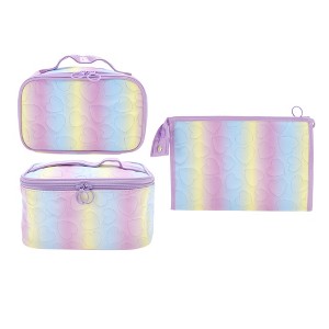 Unique Bargains Gradient Heart Makeup Bag Purple Yellow 3 Pcs : Target