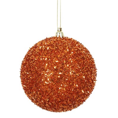 Vickerman 4" Burnished Orange Tinsel Ball Ornament, 4 Per Bag : Target
