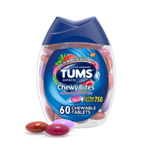 Tums Chewy Bites Extra Strength Antacid Assorted Berry 60ct : Target