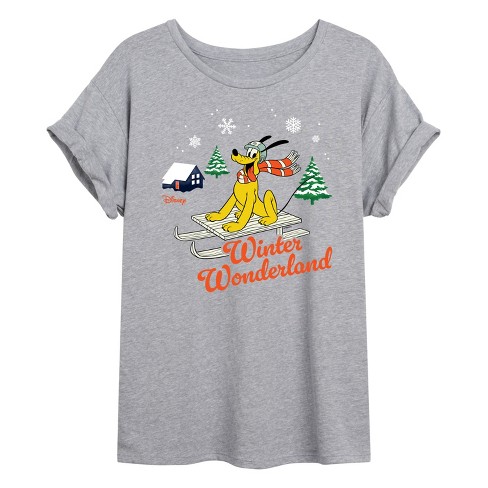 Women's Disney Winter Wonderland Oversized Graphic T-shirt - Heather ...