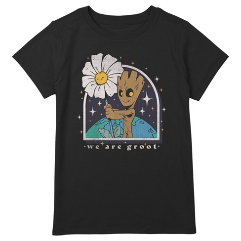 Girl's Guardians Of The Galaxy We Are Groot T-shirt - Black - Medium ...