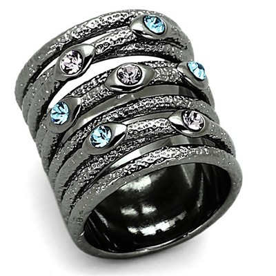 Slickblue Women’s Statement Ring with Ruthenium Finish, Multi-Layered ...