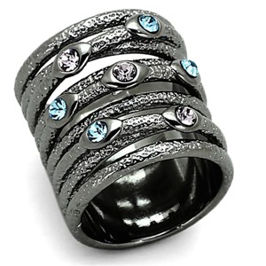 Slickblue Women’s Statement Ring with Ruthenium Finish, Multi-Layered ...