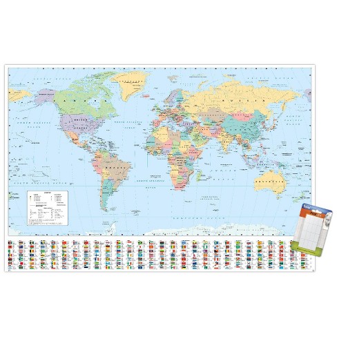 Trends International World Map 2023 Unframed Wall Poster Print White ...