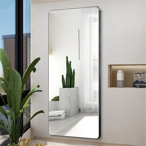 65"x24"hanging Black Full Length Wall Mirror Hallway Mirror And Hooks ...