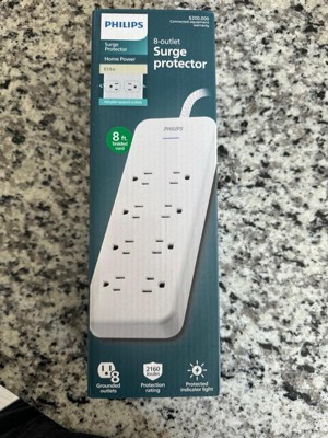 Philips 8-outlet Surge 8' Braided Cord 2160j Adapter-spaced - White ...