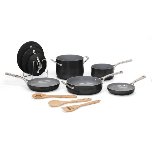 Cuisinart Culinary Collection 12pc Ceramic Cookware Set Black: Nonstick ...