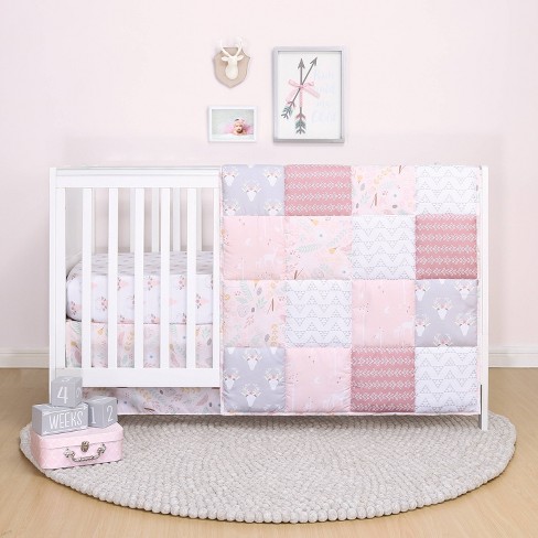 The Peanutshell Meadow Baby Crib Bedding Set - Pink Floral - 3pc : Target