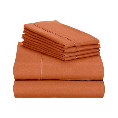 Autumn Orange Full 6 Pc Rayon From Bamboo Solid Performance Sheet Set ...