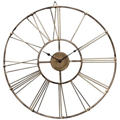 Clockswise 30" Dia Extra Large Decorative Antique Roman Numerical Gold ...